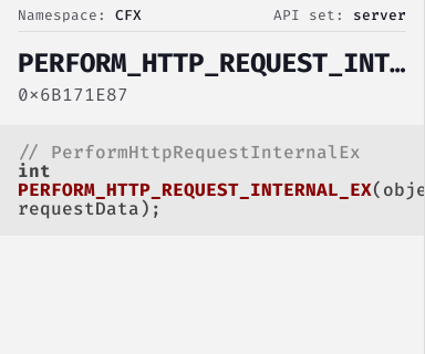 PerformHttpRequestInternalEx - FiveM Natives @ Cfx.re Docs