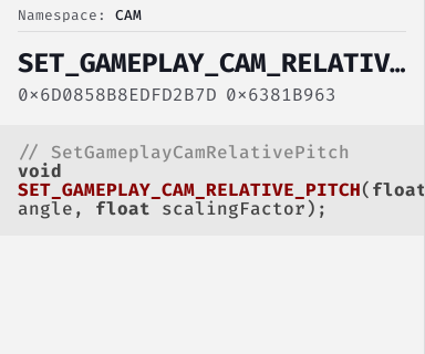 SetGameplayCamRelativePitch - FiveM Natives @ Cfx.re Docs