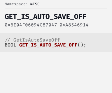 GetIsAutoSaveOff - FiveM Natives @ Cfx.re Docs