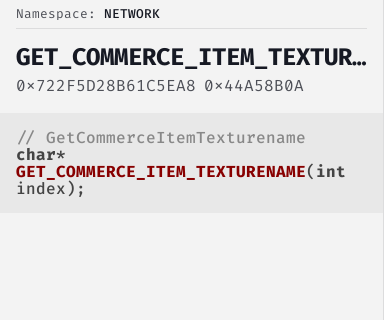 GetCommerceItemTexturename - FiveM Natives @ Cfx.re Docs