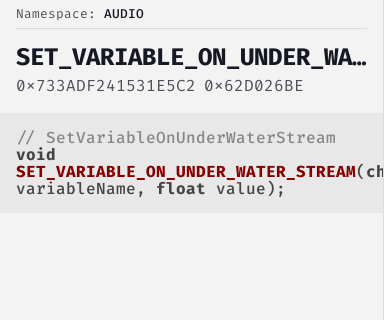 SetVariableOnUnderWaterStream - FiveM Natives @ Cfx.re Docs