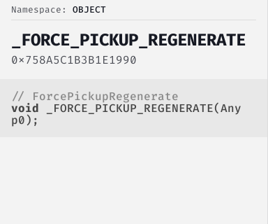 ForcePickupRegenerate - FiveM Natives @ Cfx.re Docs