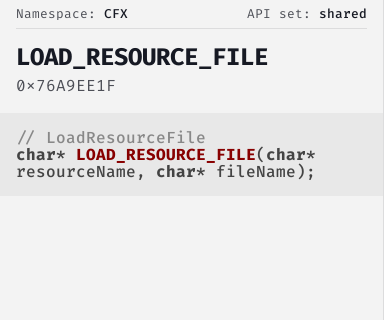 LoadResourceFile - FiveM Natives @ Cfx.re Docs