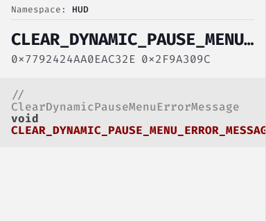 ClearDynamicPauseMenuErrorMessage - FiveM Natives @ Cfx.re Docs