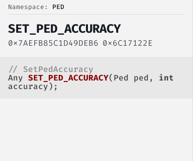 SetPedAccuracy - FiveM Natives @ Cfx.re Docs