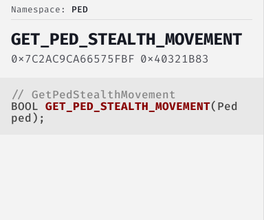 GetPedStealthMovement - FiveM Natives @ Cfx.re Docs