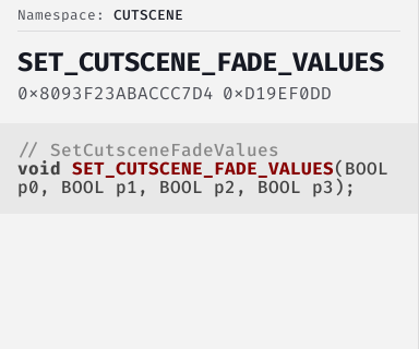 SetCutsceneFadeValues - FiveM Natives @ Cfx.re Docs