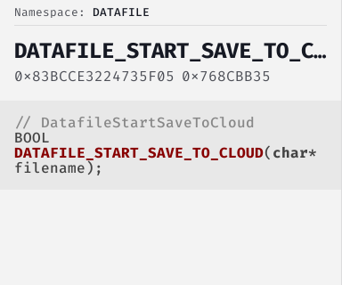 DatafileStartSaveToCloud - FiveM Natives @ Cfx.re Docs