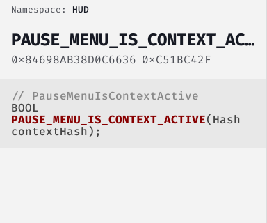 PauseMenuIsContextActive - FiveM Natives @ Cfx.re Docs