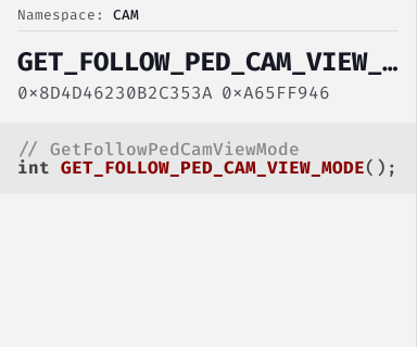 GetFollowPedCamViewMode - FiveM Natives @ Cfx.re Docs