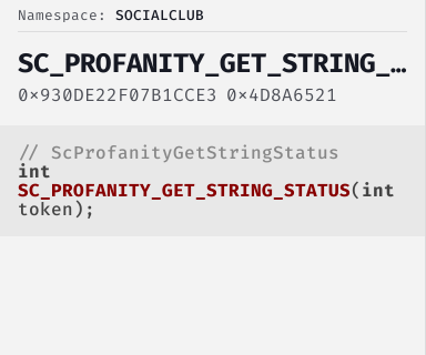 ScProfanityGetStringStatus - FiveM Natives @ Cfx.re Docs