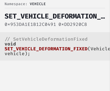 SetVehicleDeformationFixed - FiveM Natives @ Cfx.re Docs