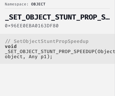 SetObjectStuntPropSpeedup - FiveM Natives @ Cfx.re Docs