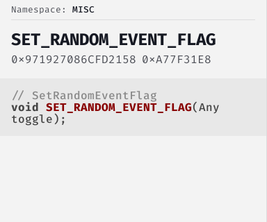 SetRandomEventFlag - Natives @ Cfx.re Docs