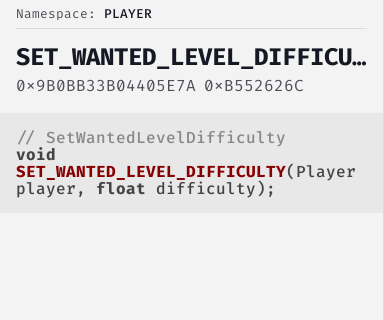 SetWantedLevelDifficulty - FiveM Natives @ Cfx.re Docs
