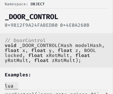 DoorControl - FiveM Natives @ Cfx.re Docs