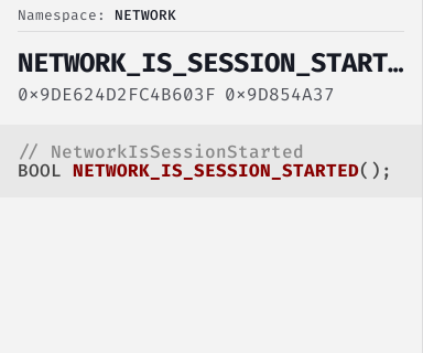 NetworkIsSessionStarted - FiveM Natives @ Cfx.re Docs