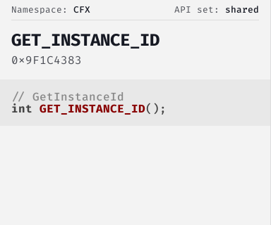 GetInstanceId - FiveM Natives @ Cfx.re Docs