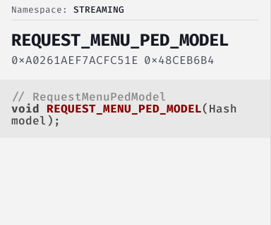 RequestMenuPedModel - FiveM Natives @ Cfx.re Docs