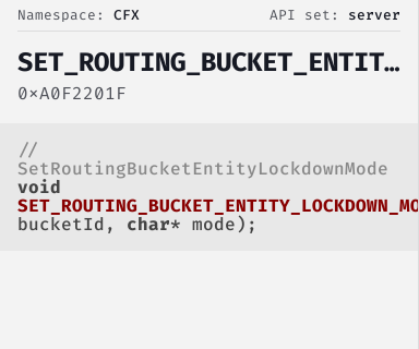 SetRoutingBucketEntityLockdownMode - FiveM Natives @ Cfx.re Docs