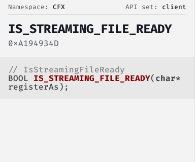 IsStreamingFileReady - FiveM Natives @ Cfx.re Docs