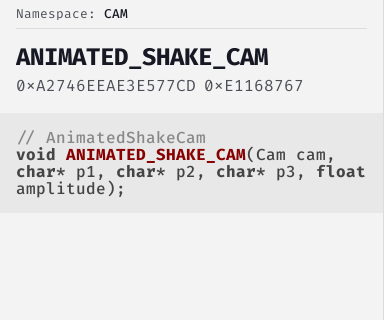 AnimatedShakeCam - FiveM Natives @ Cfx.re Docs