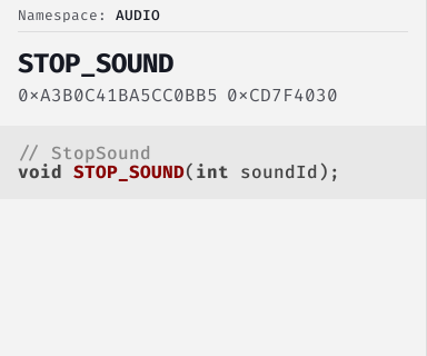 StopSound - FiveM Natives @ Cfx.re Docs