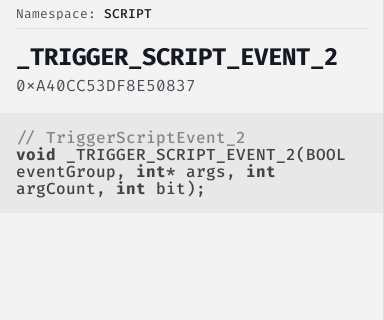 TriggerScriptEvent_2 - FiveM Natives @ Cfx.re Docs