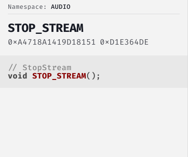 StopStream - FiveM Natives @ Cfx.re Docs