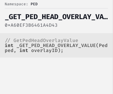 GetPedHeadOverlayValue - FiveM Natives @ Cfx.re Docs
