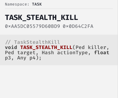 TaskStealthKill - FiveM Natives @ Cfx.re Docs