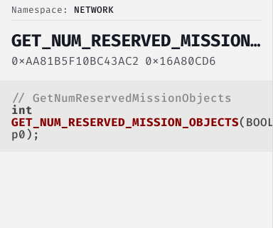 GetNumReservedMissionObjects - FiveM Natives @ Cfx.re Docs