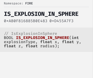IsExplosionInSphere - FiveM Natives @ Cfx.re Docs