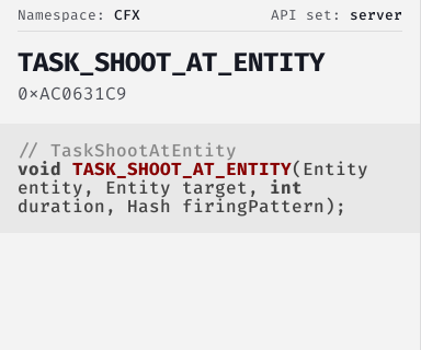 TaskShootAtEntity - FiveM Natives @ Cfx.re Docs