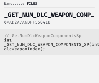 GetNumDlcWeaponComponentsSp - FiveM Natives @ Cfx.re Docs