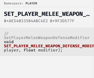 SetPlayerMeleeWeaponDefenseModifier - FiveM Natives @ Cfx.re Docs