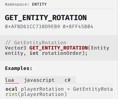 GetEntityRotation - FiveM Natives @ Cfx.re Docs