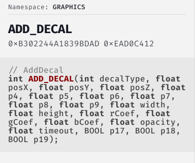 AddDecal - FiveM Natives @ Cfx.re Docs