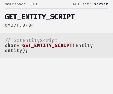 GetEntityScript - FiveM Natives @ Cfx.re Docs
