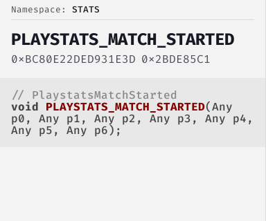 PlaystatsMatchStarted - FiveM Natives @ Cfx.re Docs