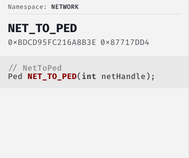 NetToPed - FiveM Natives @ Cfx.re Docs