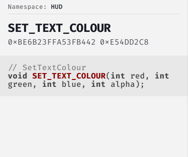 SetTextColour - FiveM Natives @ Cfx.re Docs