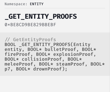 GetEntityProofs - FiveM Natives @ Cfx.re Docs