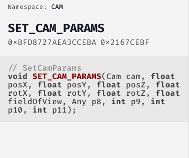 SetCamParams - FiveM Natives @ Cfx.re Docs