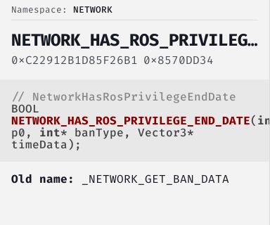 NetworkHasRosPrivilegeEndDate - FiveM Natives @ Cfx.re Docs