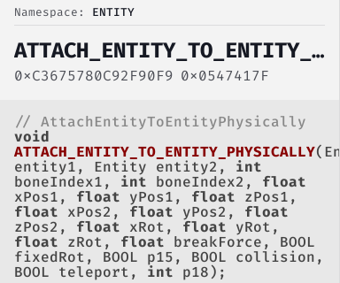 AttachEntityToEntityPhysically - FiveM Natives @ Cfx.re Docs