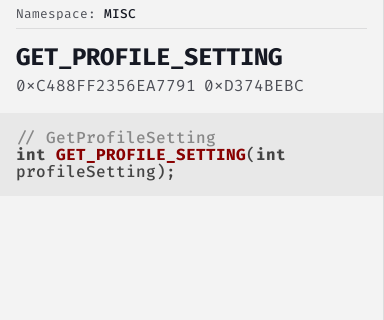 GetProfileSetting - FiveM Natives @ Cfx.re Docs