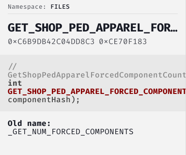GetShopPedApparelForcedComponentCount - FiveM Natives @ Cfx.re Docs