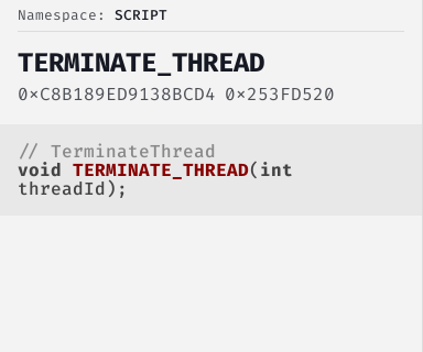TerminateThread - FiveM Natives @ Cfx.re Docs