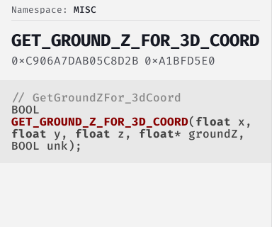 GetGroundZFor_3dCoord - FiveM Natives @ Cfx.re Docs